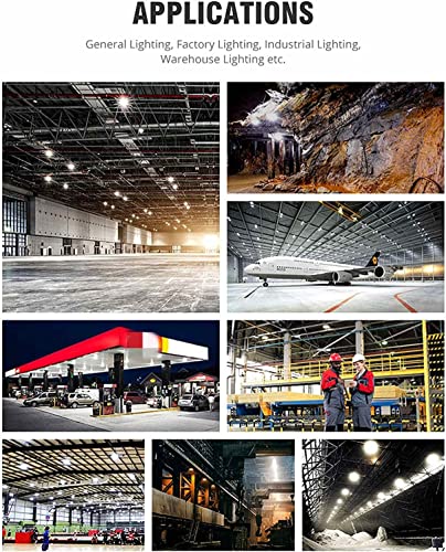 Q QINGCHEN UFO High Bay LED Light 100W 5000K White with US Plug 5 ft Cable LED Warehouse Light, High Bay Shop Light Fixtures for Factory Garage Gym