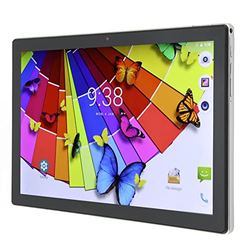 Kufoo 10.1in Tablet, Silvery 8GB RAM 256GB ROM Gaming Tablet Type C Rechargeable 100 to 240V 5G WiFi for Home (US Plug)
