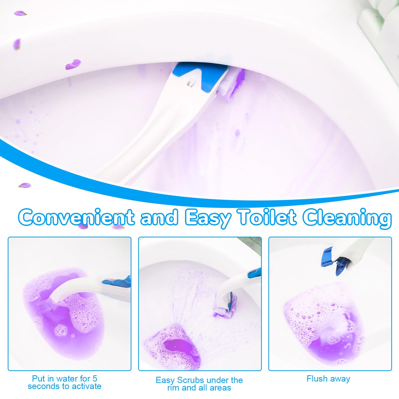 Effacera 36 Refills Disposable Toilet Bowl Paper Bulk Toilet Fresh Flushable Refills for Bathroom Toilet Brush Accessories Supplies Starter Kit (Lavender Scent)