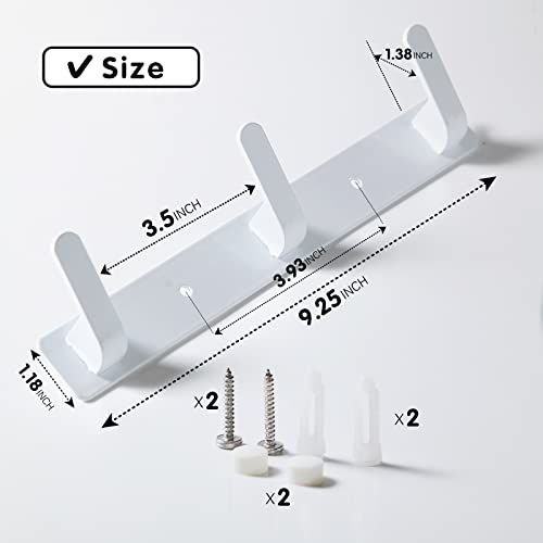 ninegridisland 3 Hooks White Towel Hooks for Bathrooms Farmhouse White Wall Mounted Hooks for Coat Rack Hooks Adhesive Bath Robe Hooks Stick on Wall Hook Rack Hat Key Hook for Hanging Bath Towel Hook