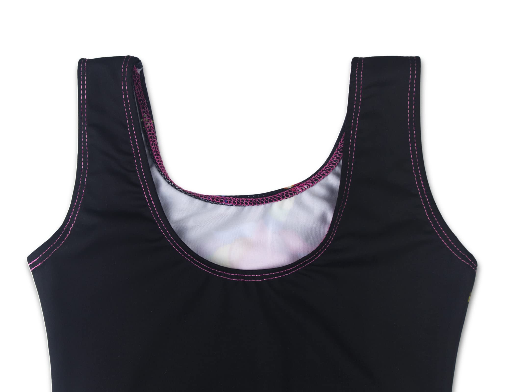 Jinhiteam Leotards for Girls Gymnastics Size 7-8 Years Old Black Unicorn Stars Printed Tumbling Outfit Practice Bodysuit