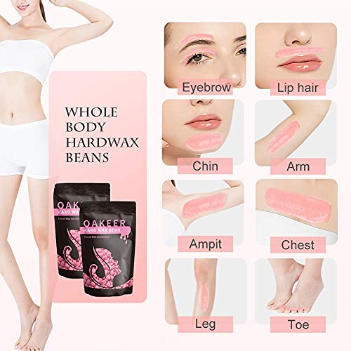 Oakeer 1.1 lb Hard Wax Beans Hair Removal Wax at Home Waxing Hair Removal Wax Beads 5 Bags(Rose)