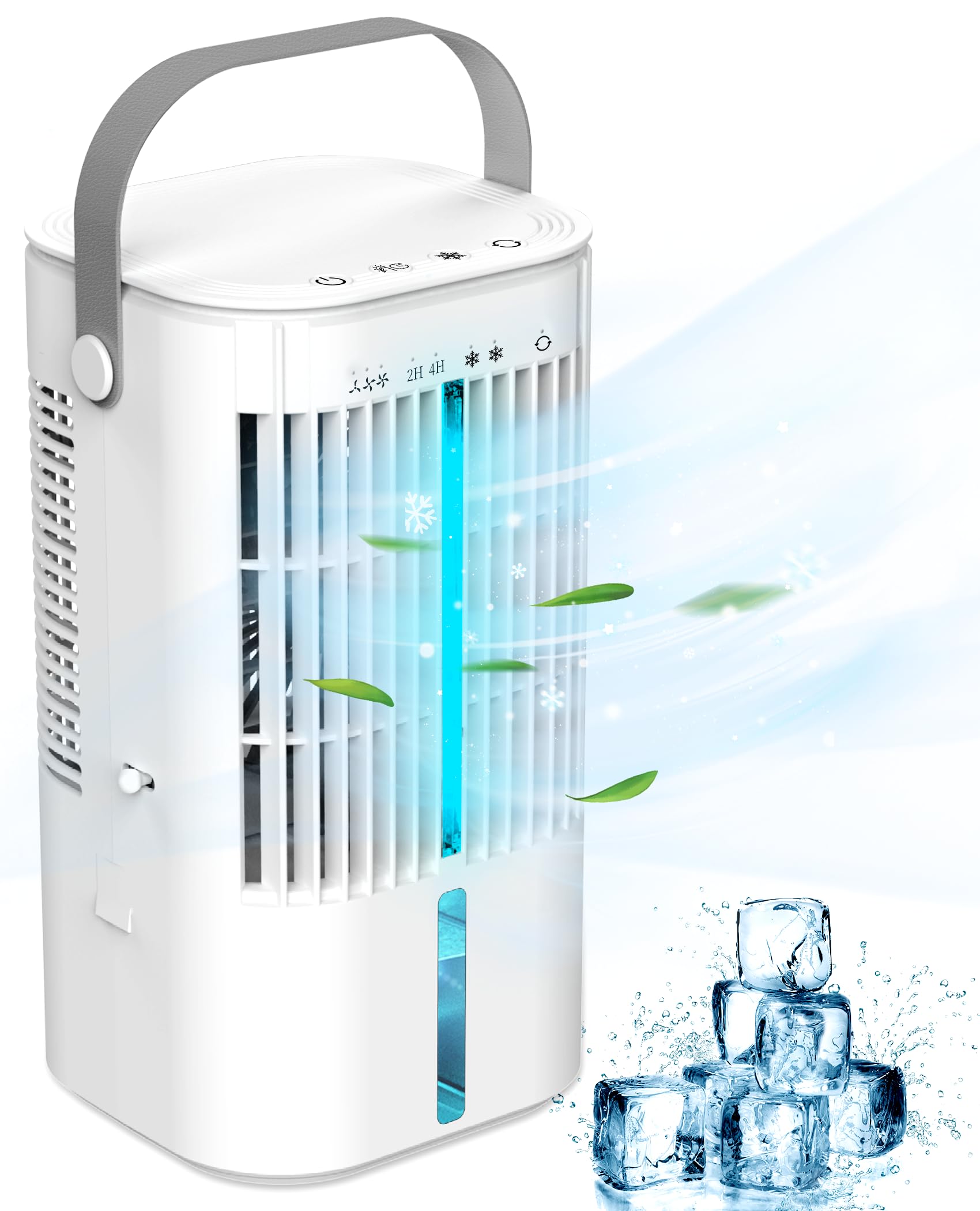 LATITOP Portable Air Conditioners Fan, Air Cooler Evaporative 180°Auto Rotation, 3 Wind Speed, 2-4H Timer, Mini Cooling Fan for Room Home Bedroom Office