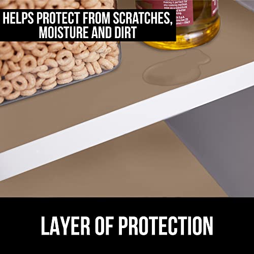 Gorilla Grip Stick Adhesive Removable Liner and Smooth Drawer Liner, Adhesive Liner Size 11.8x20, Contact Liner for Book Covers, Smooth Liner Size 17.5x20, Non Adhesive, Both in Beige, 2 Item Bundle