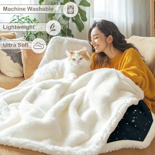 Sleepwish Death Moth Throw Blanket Hawk Moth Skull Sherpa Fleece Blanket Black Galaxy Star Print Blanket Large Size Gothic Halloween College Dorm Decor, Queen (90" X 90")