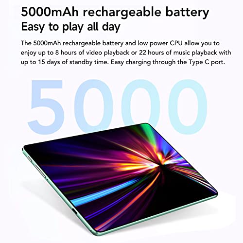 lennis 10.1in Tablet, Octa Core 5000mAh Rechargeable Gaming Tablet 1600x2560 6GB RAM 128GB ROM for Entertainment (US Plug)