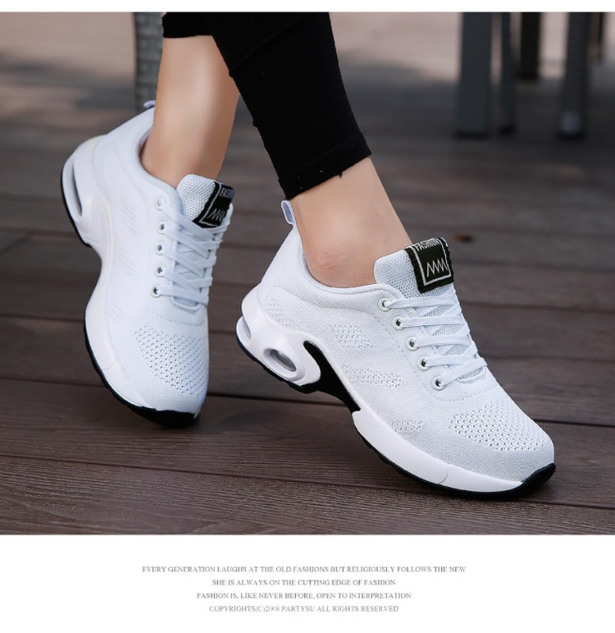 Fenlogft Women's Flying Knit Running Shoes - Lightweight Lace-up Sneakers for Daily Walking and Work, Garden Shoes (White, Size, 6.5)