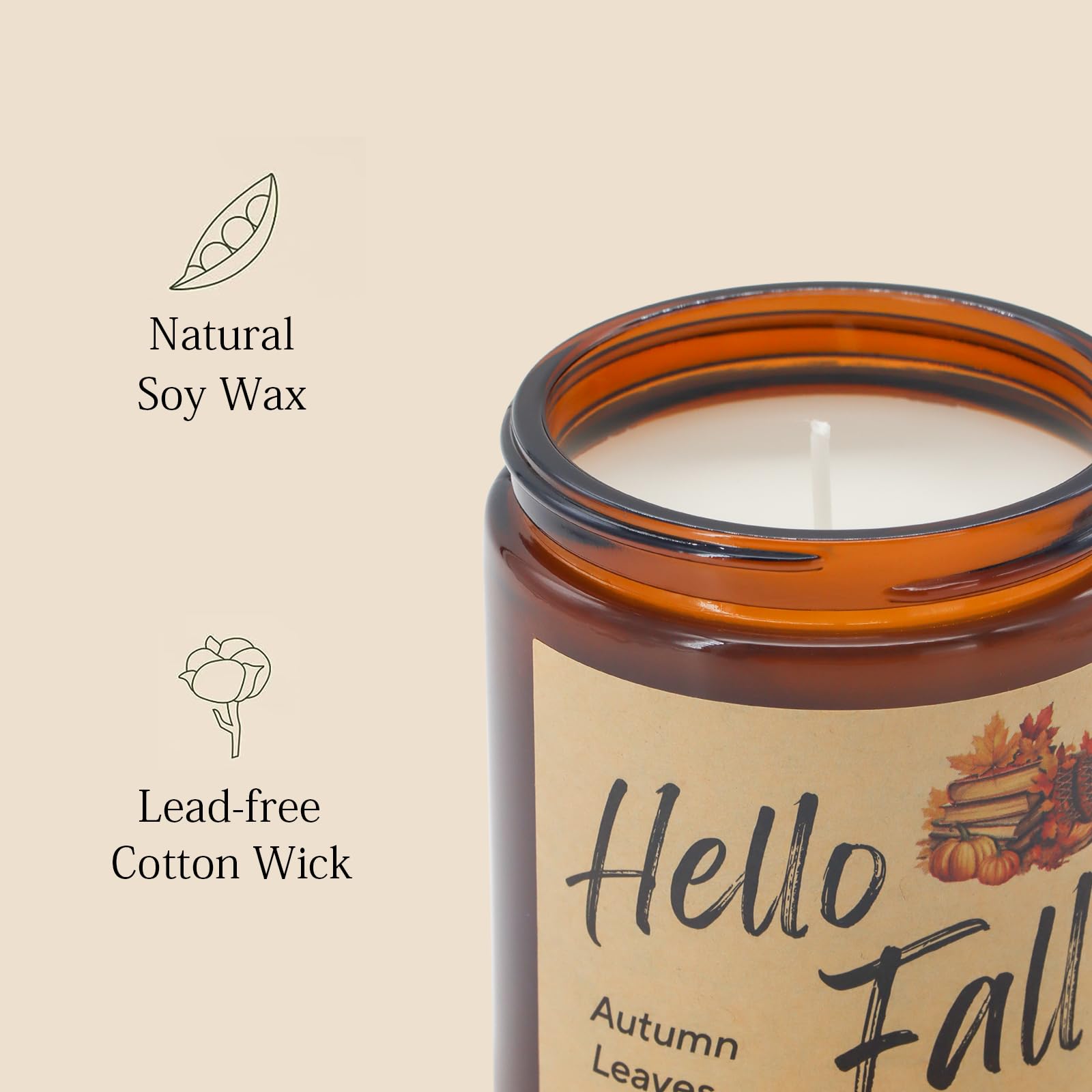 Lihome Fall Candles, Fall Decorations for Home - Fall Gifts for Women, Natural Soy Wax Scented Candles Set(4pcs)