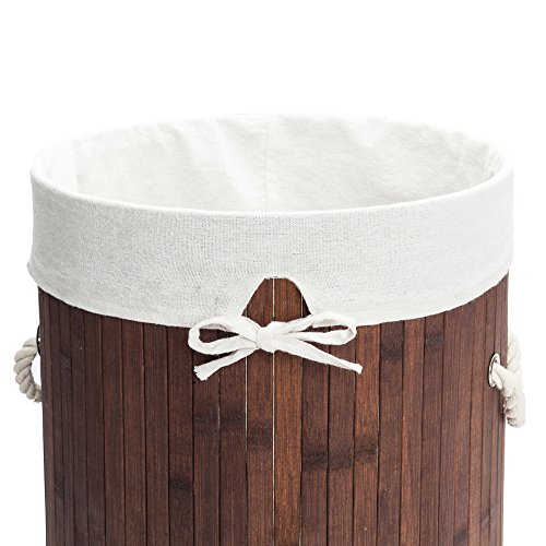 Ninitya Bucket folding dirty clothes basket with lid dark brown