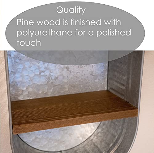 Galvanized Wash Tub with Shelves | Rustic Bathroom Décor | Farmhouse Rustic Bathroom Shelves | Bathroom Tub of Towels | Metal Wash Tub Cubby | Galvanized Shelf Wall