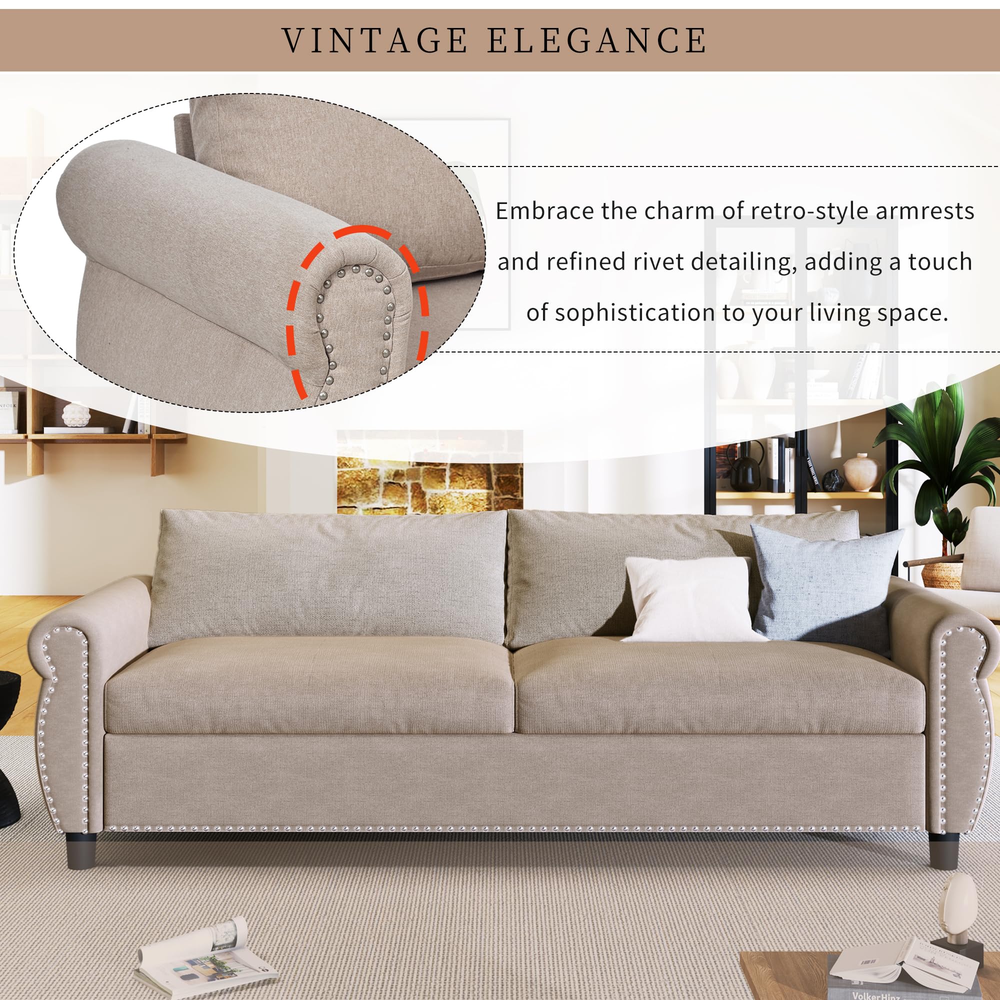 Merax Pull Out Sofa Bed, Queen Sleeper Couch with Memory Foam Mattress, Folding 2-in-1 Design, for Living Room, Guest Bedroom, Office, Beige