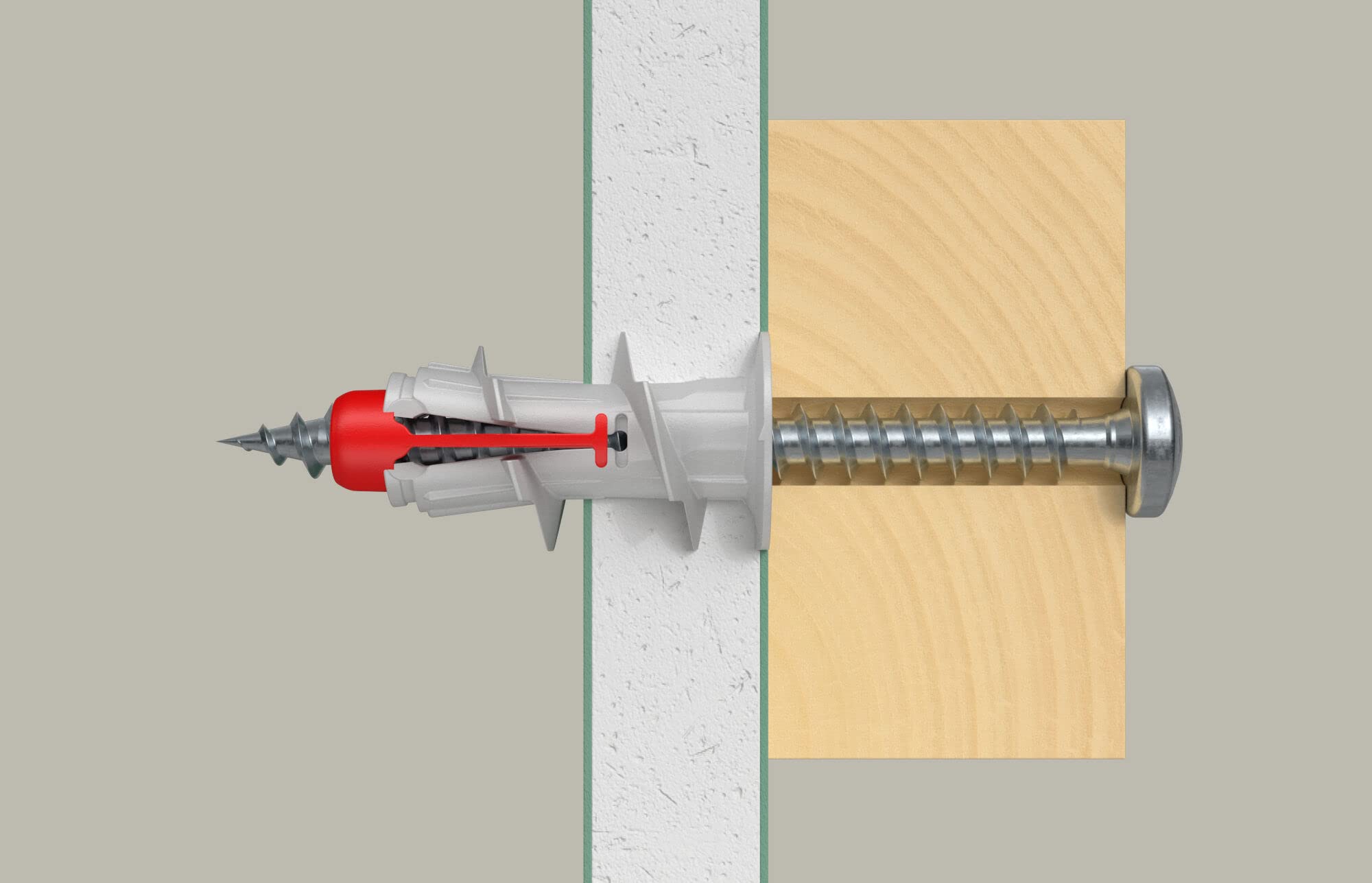 fischer DuoBlade S LD, self-Drilling plasterboard Plug with chipboard Screw, Strong Plug for Fast and Easy Installation in Gypsum plasterboard and Fibre Board, with Metal tip, 20 Plugs + 20 Screws