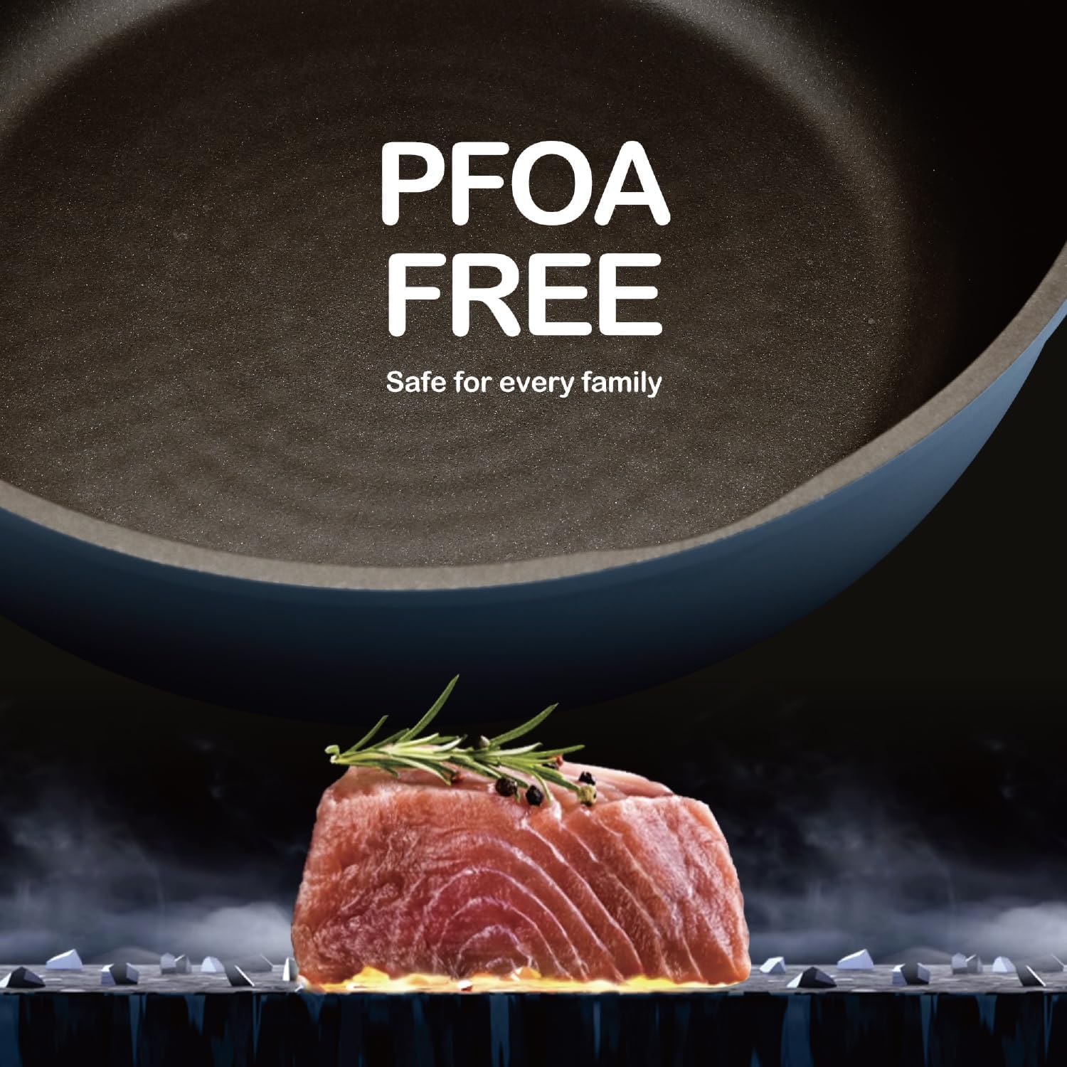 LIGTSPCE Always Nonstick Multipurpose Saute pan,All-in-One Pan,Large Skillet with Strainer,Deep Frying Pan with Lid(11-inch), PFOA Free non stick chef’s pan,Dishwasher and Oven Safe(Cerulean)