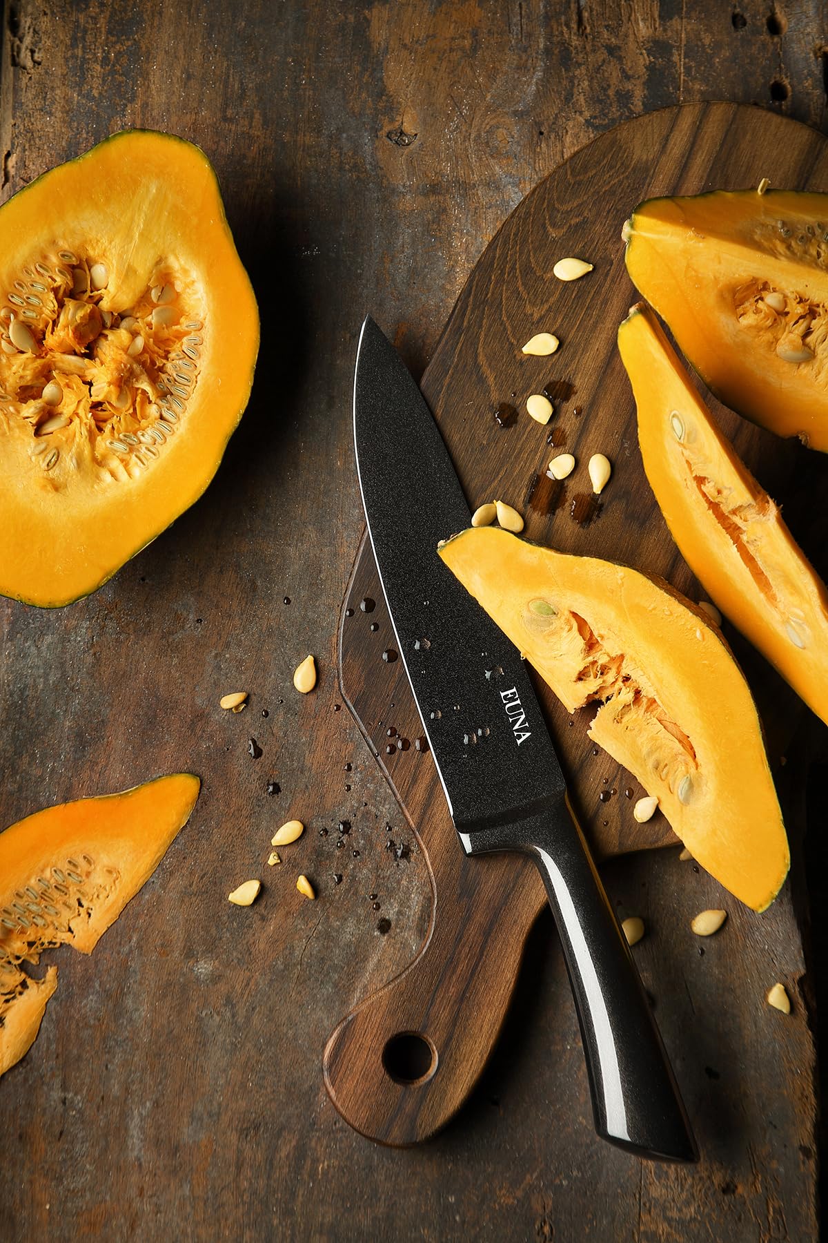 EUNA 5 PCS Kitchen Knife Set [Durable & Sharp], All Metal Chef Knife Set with Sheaths and Gift Box, Premium German Stainless Steel Knife with Ergonomic Handle, Rust-Resistant Cooking Knives