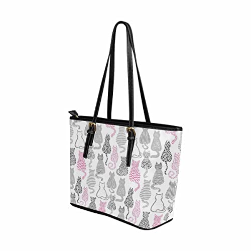 InterestPrint Texture Cat In Graphic Graffiti Style Women Tote Bag Large Shoulder Bag Top Handle Handbag for Gym, Work, School