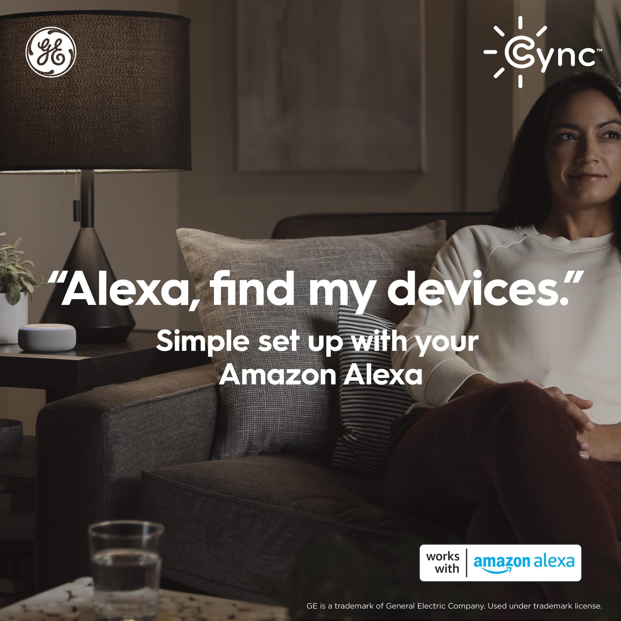 GE CYNC Smart Full Color A19 LED Light Bulb, 60W Replacement, Bluetooth/Wi-Fi Enabled, Alexa + Google Home Compatible Without Hub, 2-Pack (Packaging May Vary)