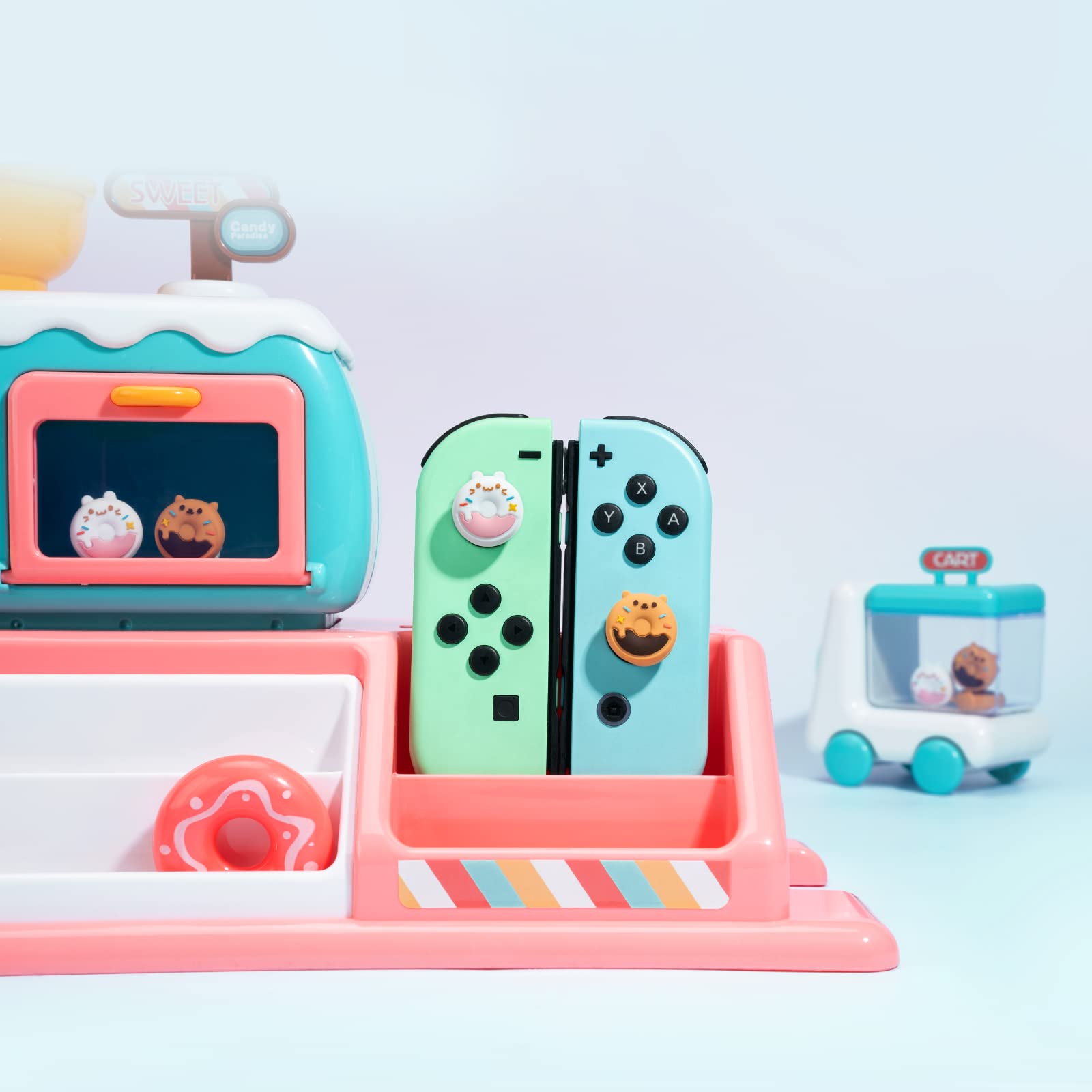 GeekShare Cute Silicone Joycon Thumb Grip Caps, Joystick Cover Compatible with Nintendo Switch/OLED/Switch Lite,4PCS - Donut