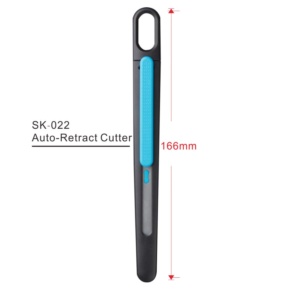 Slim Pen Knife Box Cutters Retractable Safety Box Cutter - Auto Retractable, Precision - Perfect for Trimming, Crafts, Opening Letters, Packages and PCB Board Work (Blue)