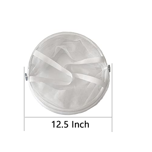Qtopun Mesh Popup Laundry Hamper With Cover, Foldable Portable Cylindrical Dirty Clothes Basket for Bedroom, Kids Room, College Dormitory and Travel โ White