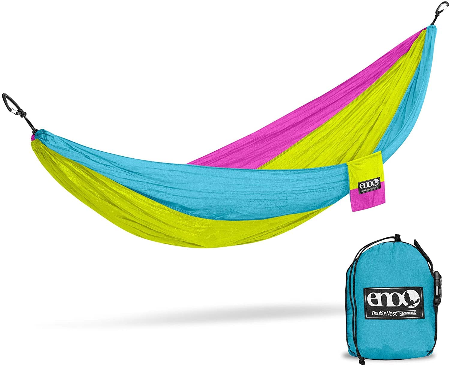 ENO, Eagles Nest Outfitters DoubleNest Lightweight Camping Hammock, 1 to 2 Person, Retro-Tri Color