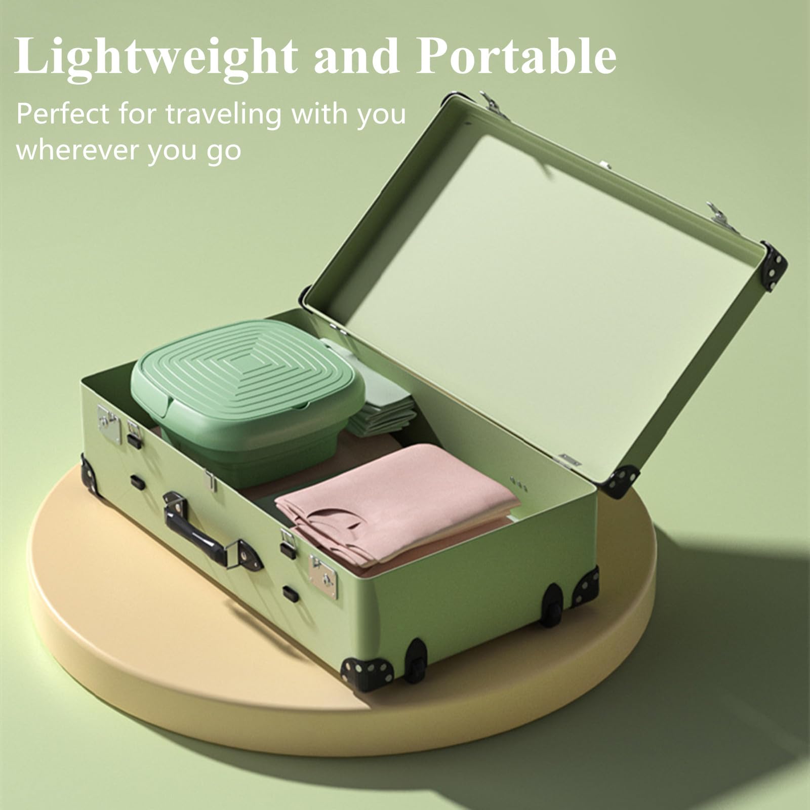 Portable Washing Machine,High Capacity Mini Washer with 3 Modes,Foldable Deep Cleaning Half Automatic Washt Suitable for Washing Small Pieces of Clothing, Baby Clothes,Underwear,Socks(Green)