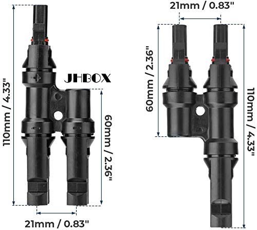 JHBOX Solar Panel Connector 2 Way Y Solar Branch | Easy Installation DIY Mount Tool for Parallel Connection Between Solar Panels | TUV Certified Solar Panel Wire Connectors (1 Pair)