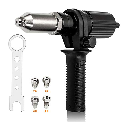 METAWELL Professional Portable Rivet Gun Adapter Kit with Electric Rivet Nut Gun Adaptor Insert Cordless Power Drill Tool Kit- 4 Pcs Different Matching,Drill Adapter with Handle and Wrench