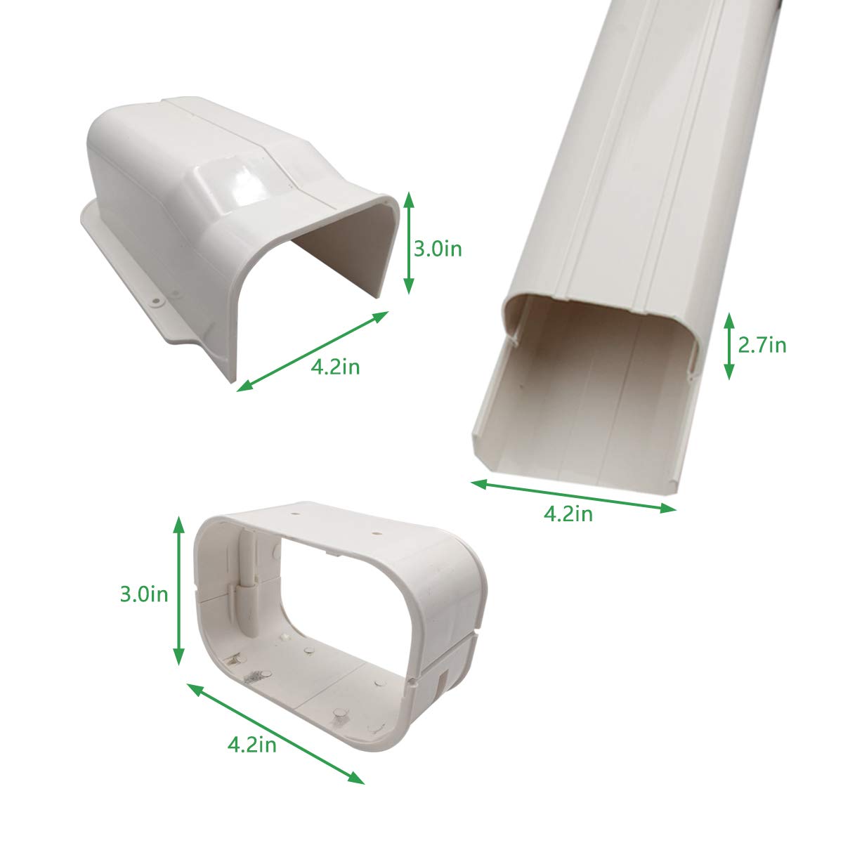 Forestchill 4in 7.5ft Decorative PVC Line Set Cover Kit for Ductless Mini Split Air Conditioner, Central AC and Heat Pump Systems