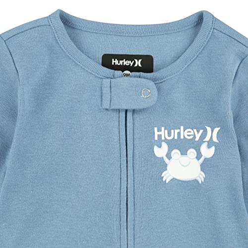 Hurley Baby Girls Multi-pack Footed Coverall, Glacier/Blue, 3M US