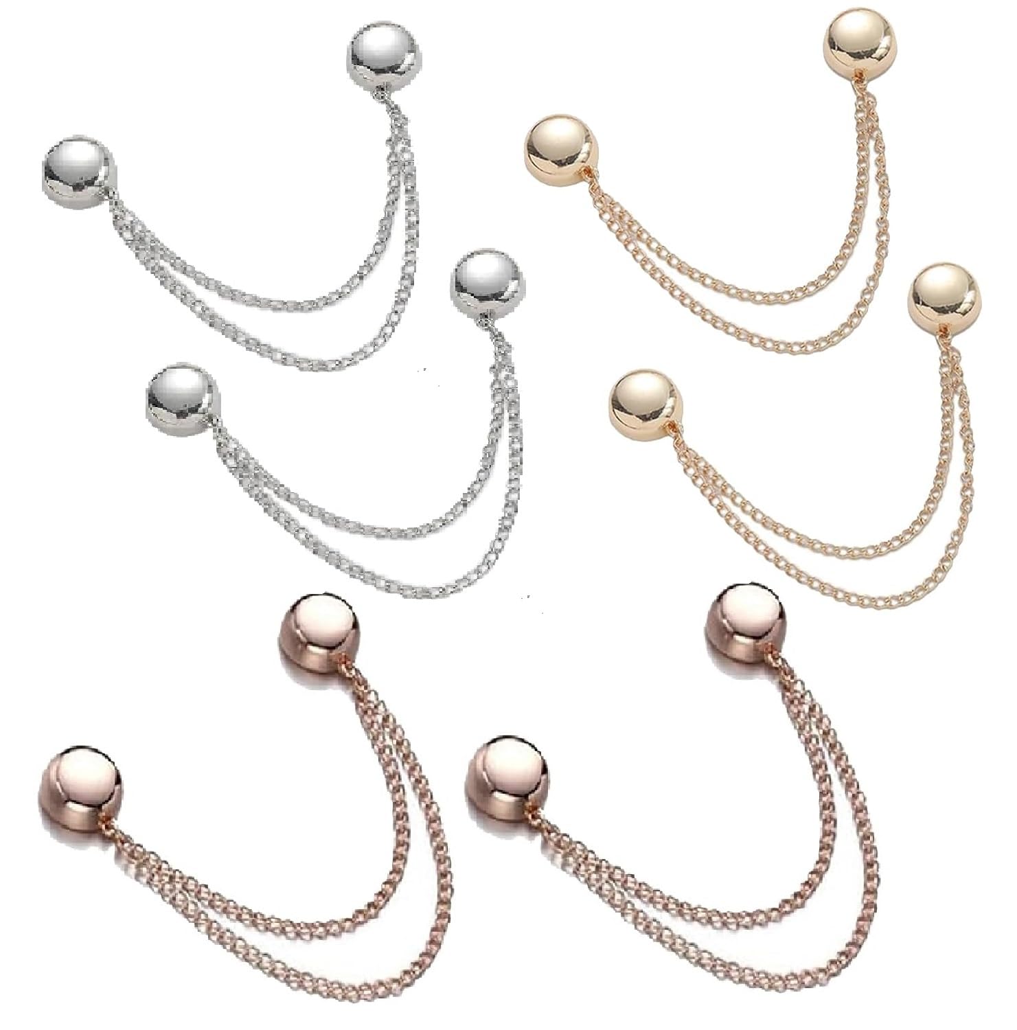 Multi-Function Magnetic Clothing Clips, 2024 New Magnetic Clothing Clips with Chain, Magnetic Strength Buttons Clips (4 PCS/2 Gold + 2 Gray)