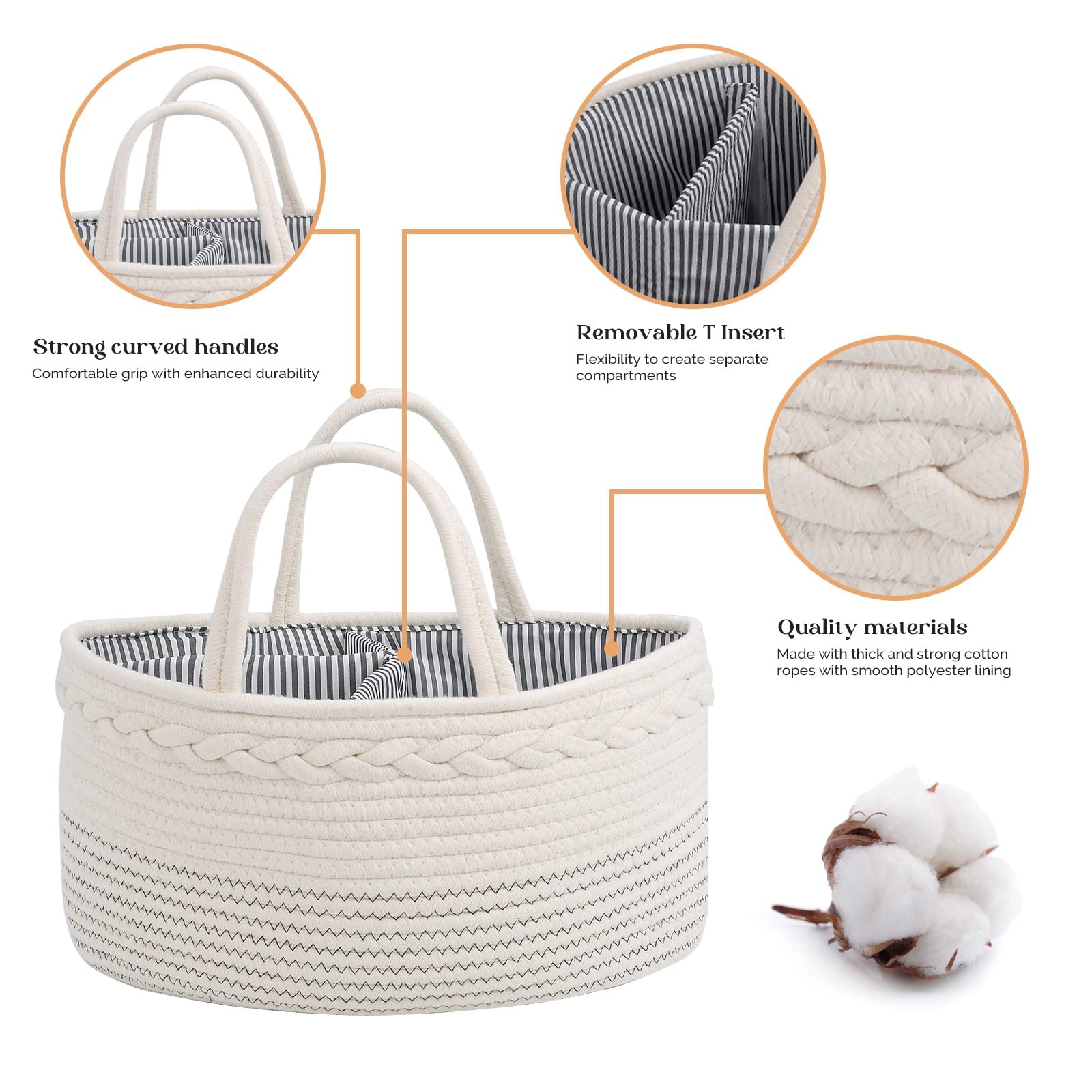 luxury little Diaper Caddy Organizer and Muslin Burp Cloths