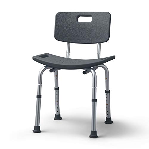 Medline Shower Chair Bath Bench With Back, Supports up To 300 Lb, Grey