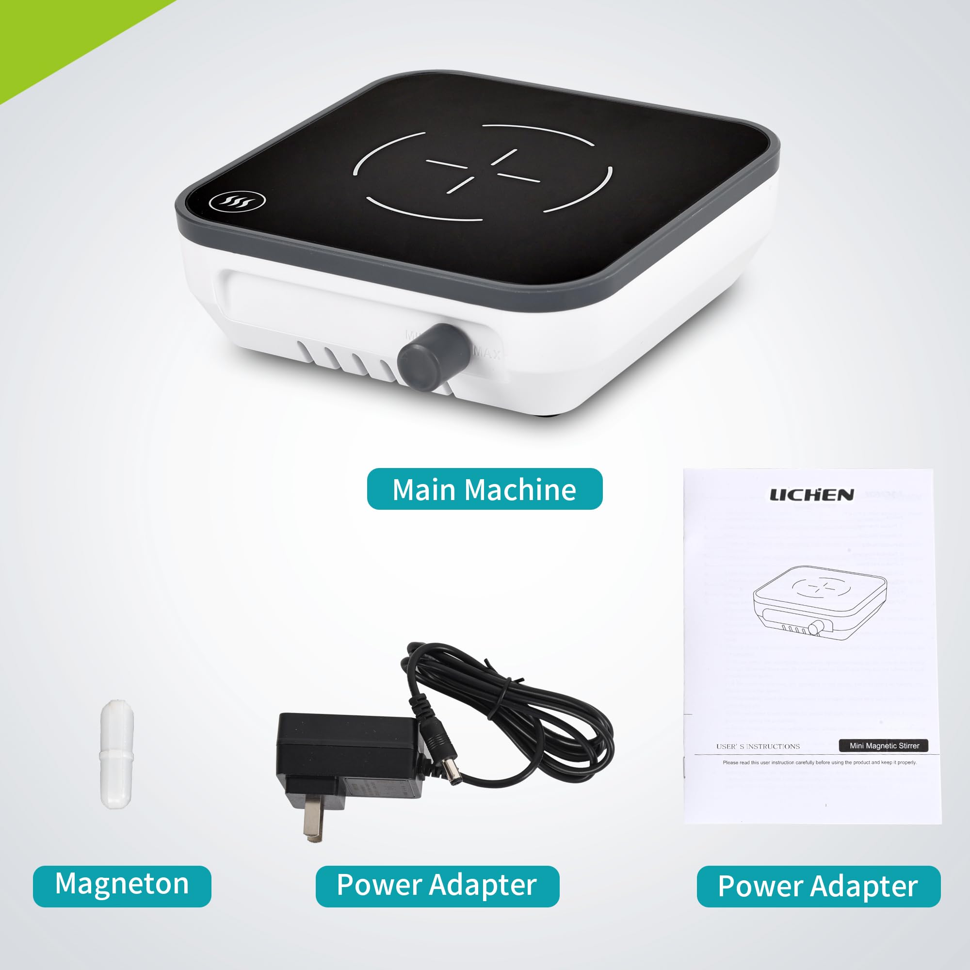 Magnetic Stirrer 300-1500rpm Portable Mini Magnetic Stir Plate with Stirring Bar, 2000ml Magnetic Mixer NO Heating