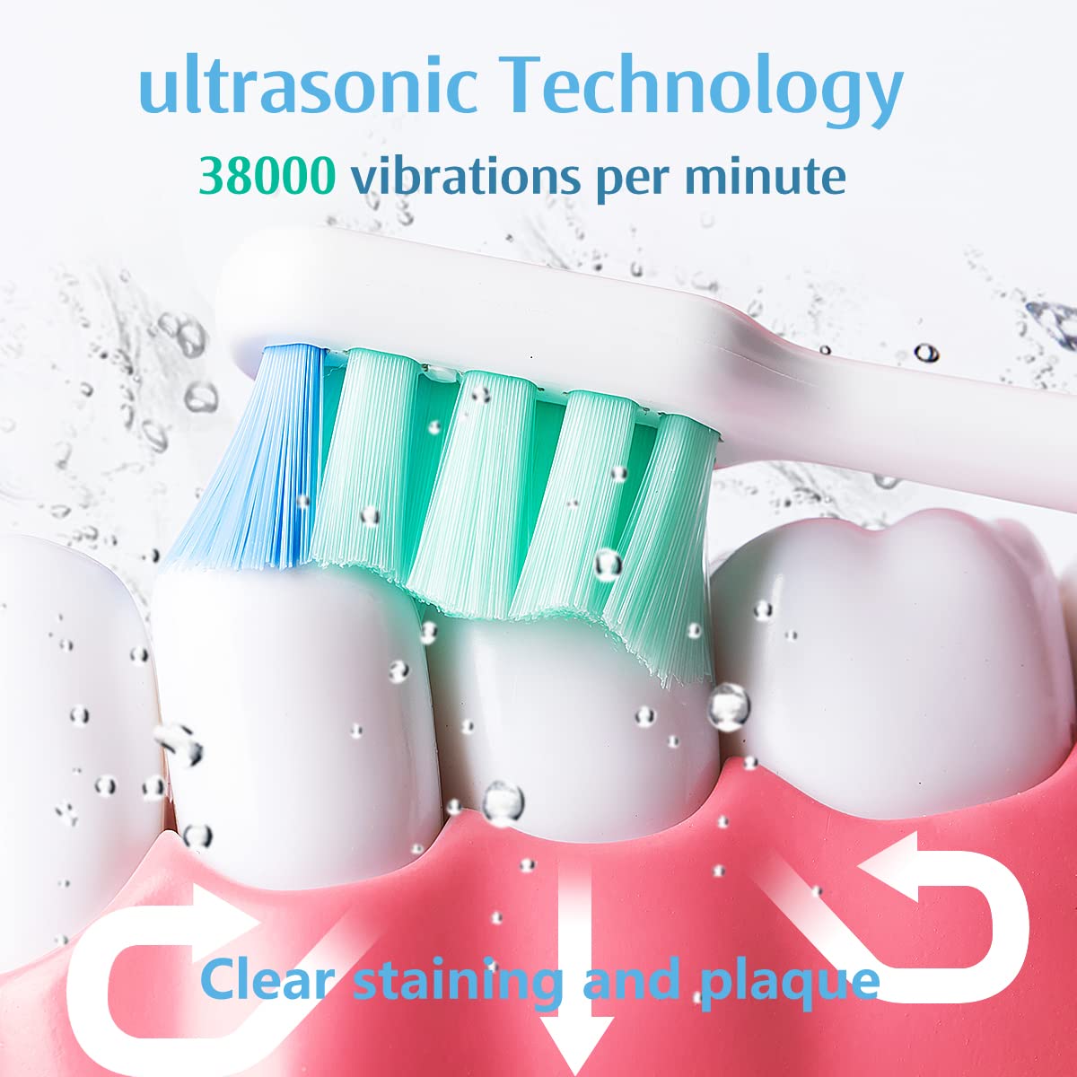 VMICRO Sonic Electric Toothbrush for Adults - Rechargeable Whitening Toothbrush with 4 Brush Heads,5 Modes, Smart Timer (White)