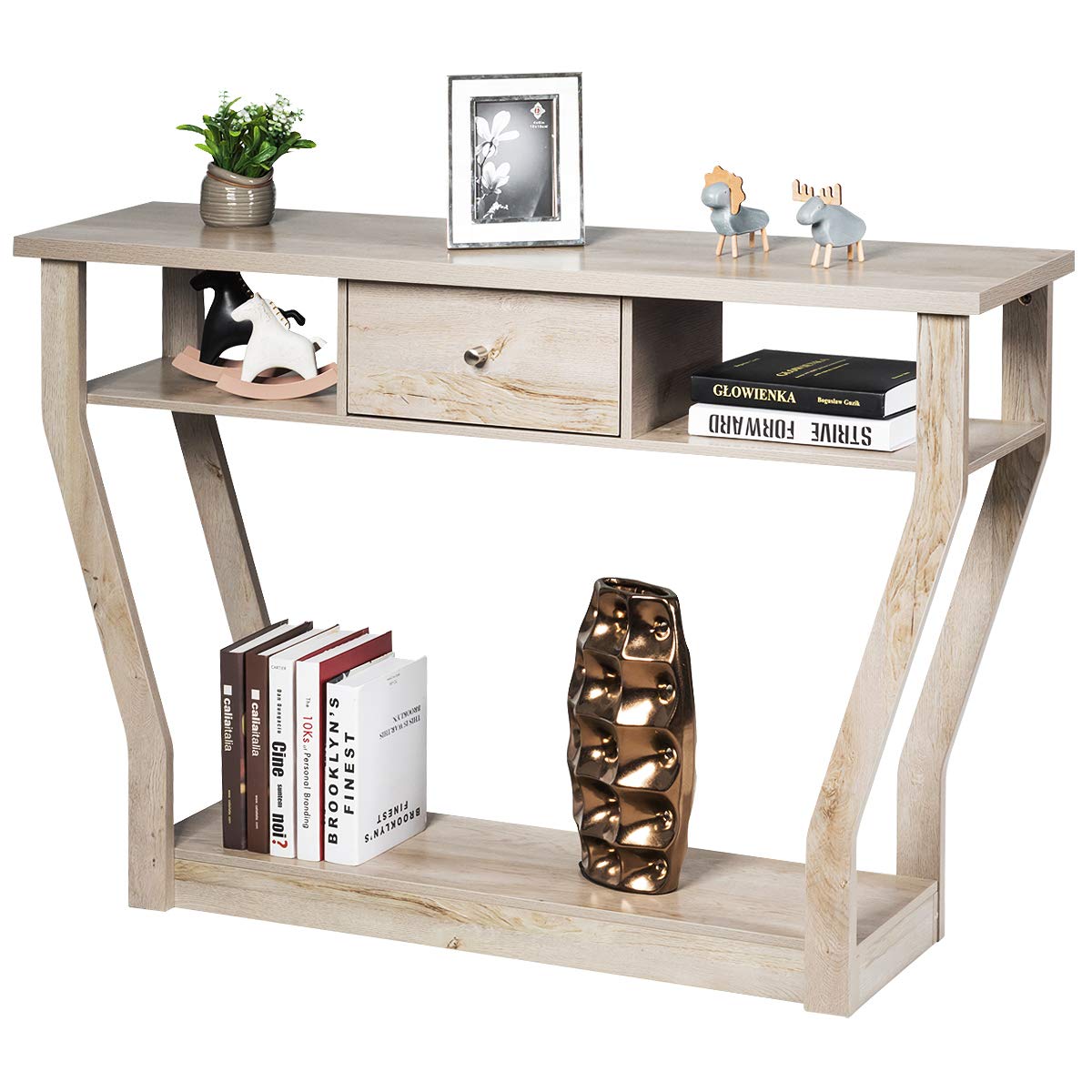 Giantex Console Table Easy Assembly Entryway Table W/Storage Drawer and Bottom Shelf, Mufti-Functional Home Furniture for Hallway, Living Room, Bedroom, Office 47 Inch Accent Hall Table (Gray Wash)