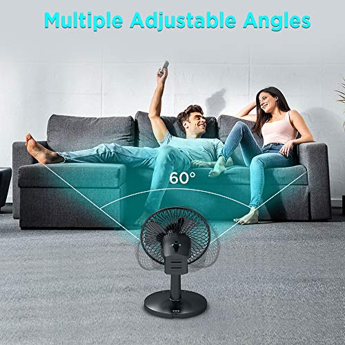 EasyAcc Oscillating Fan Battery Table Fan 6-16 Hours USB Desk Fan 3 Speeds Enhanced Airflow Portable Mini Fan with Adjustable Head Personal Cooling Fan for Travel Camping Office BBQ Hurricane