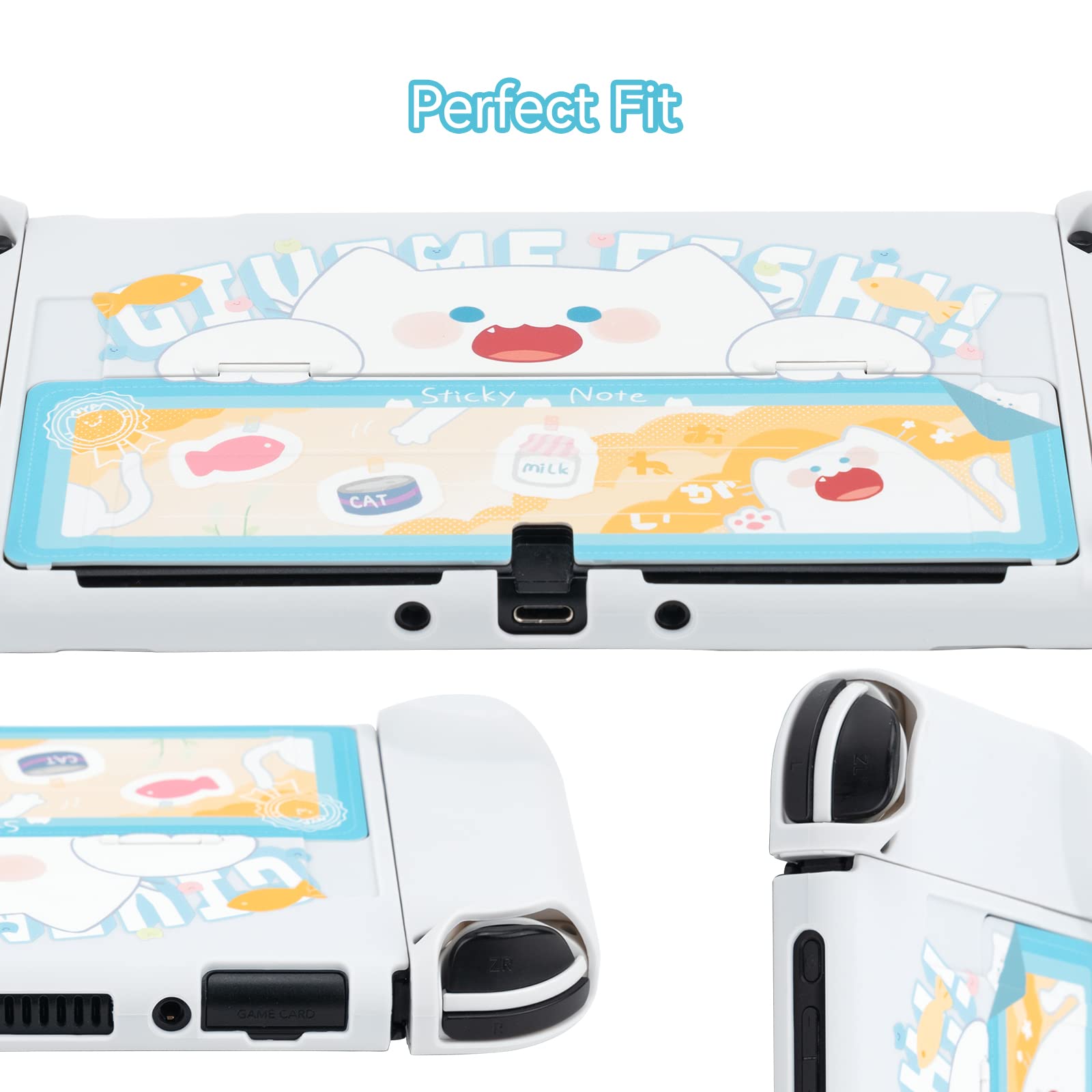 GeekShare Protective Case Slim Cover Case Compatible with Nintendo Switch OLED and Joy Con - Shock-Absorption and Anti-Scratch - BOBO Cat