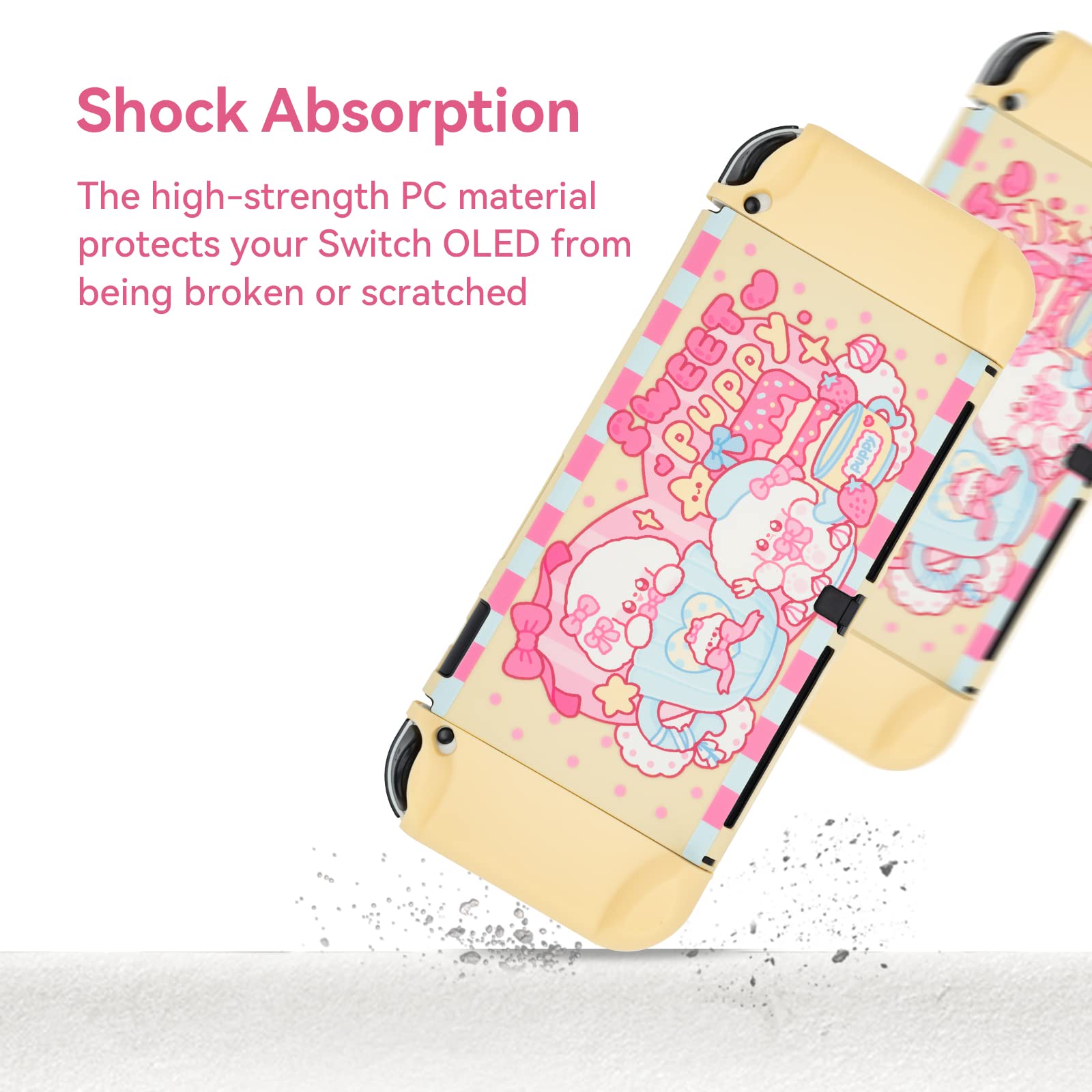 GeekShare Protective Case Slim Cover Case Compatible with Nintendo Switch OLED and Joy-Con - Shock-Absorption and Anti-Scratch(Sweet Puppy)