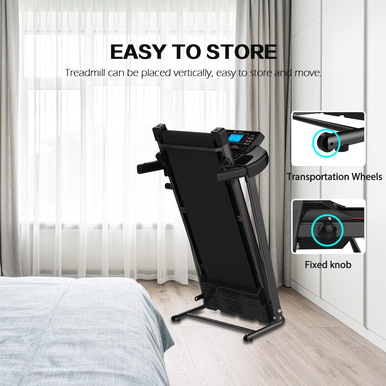 FYC Electric Treadmills with Incline and Bluetooth, 2.5HP Folding Treadmill for Home Exercise, Foldable Portable Running Machine Walking Jogging Workout for Home Office Max 220 LBS Weight Capacity