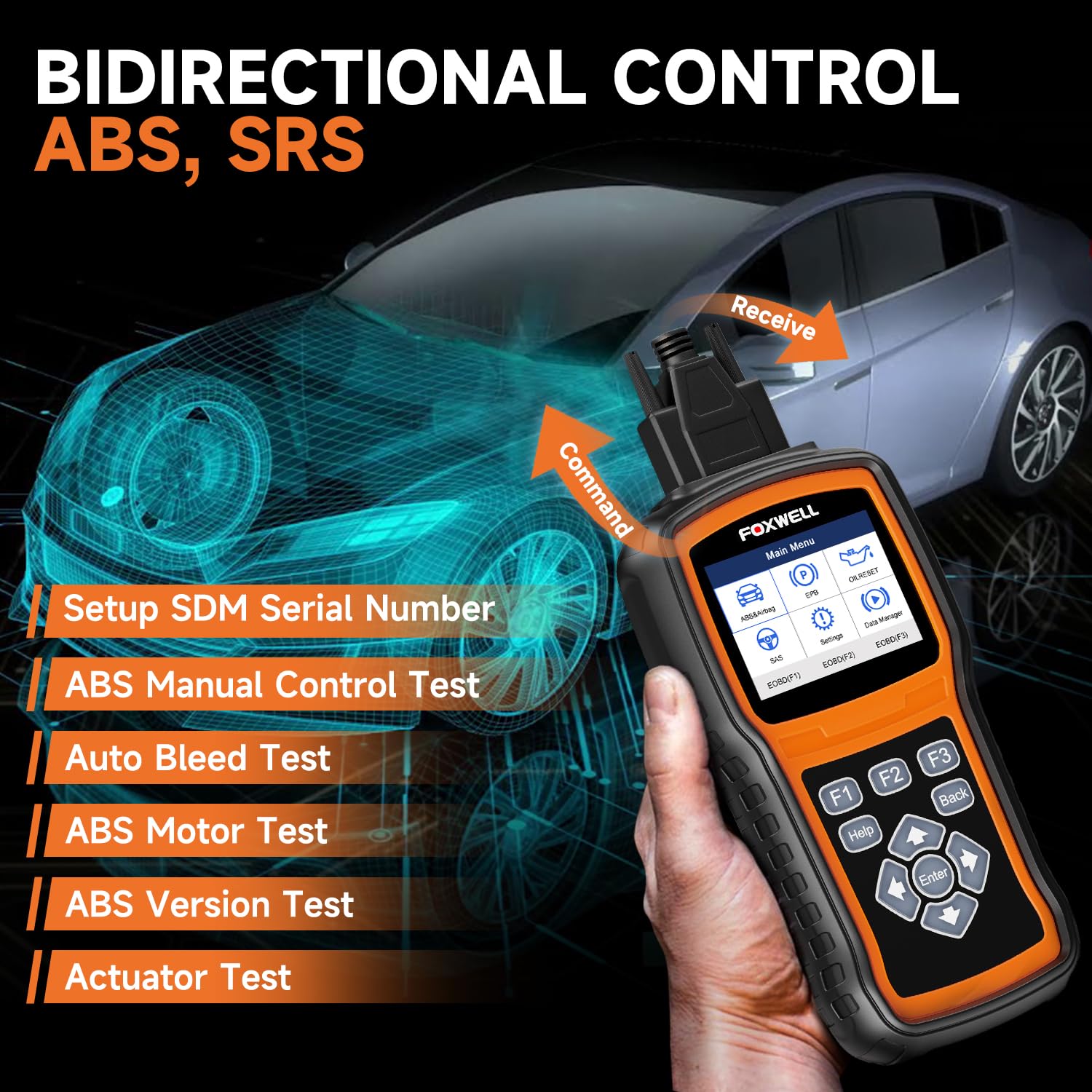 FOXWELL NT630 Plus OBD2 Scanner with ABS Auto Bleed ABS SRS/Airbag OBD2 Car Diagnostic Tool Full ABS/SRS Function, ABS Code Reader with SAS/Oil/EPB/Airbag Light Reset Bidirectional Scan Tool
