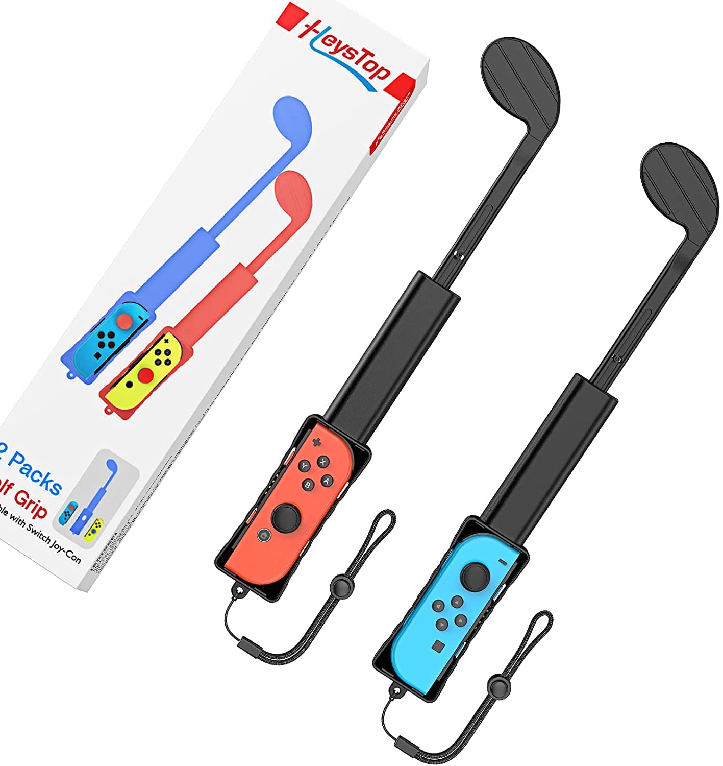 HEYSTOP Switch Mario Golf Club Compatible with Nintendo Switch/Switch OLED Controller Joy-Con, Nintendo Switch/Switch OLED Sports Game Accessories Pack for Mario Golf Super Rush Twin Pack, Black