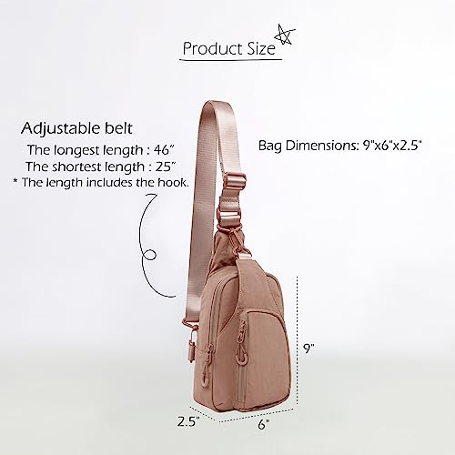 ODODOS Daily Sling Bag with Adjustable Straps Crossbody Chest Bag Lightweight Small Backpack for Casual Outdoor Traveling Hiking, Brown