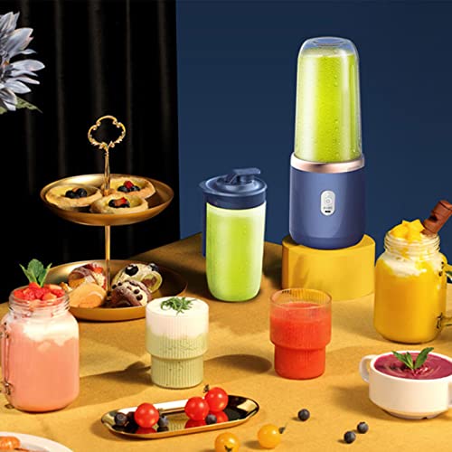 Portable Blender Travel Juicer Cup with Cup Lid & 6 Blades, 400ml Electric Smoothie Blender Maker, USB Rechargeable for Outdoors/home/office/sports/gift