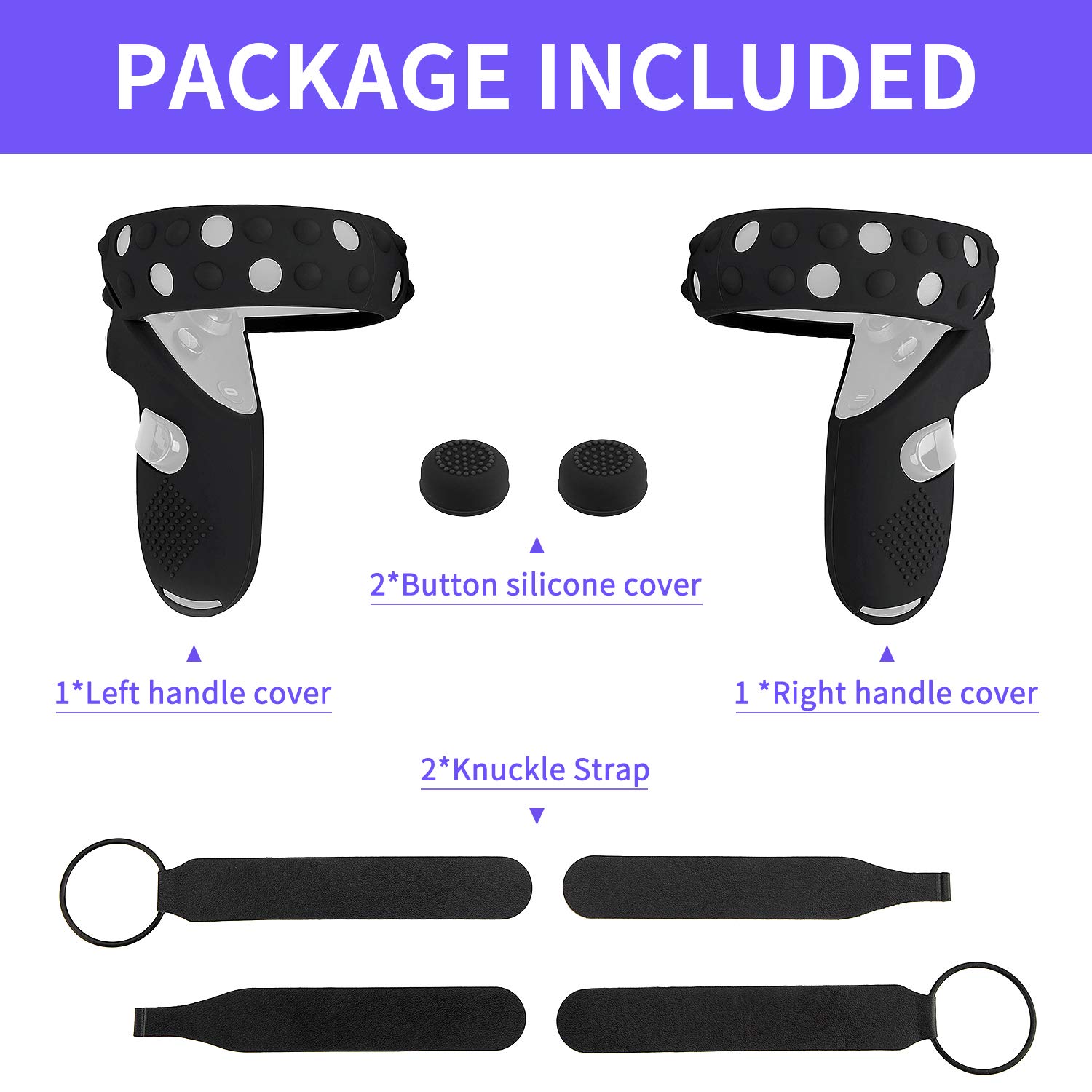 Fromsky Controller Grip Cover for Oculus Quest or Oculus Rift S Controller, Silicone Anti-Slip VR Oculus Quest Headset Grip Protective Cover (Strap Black)