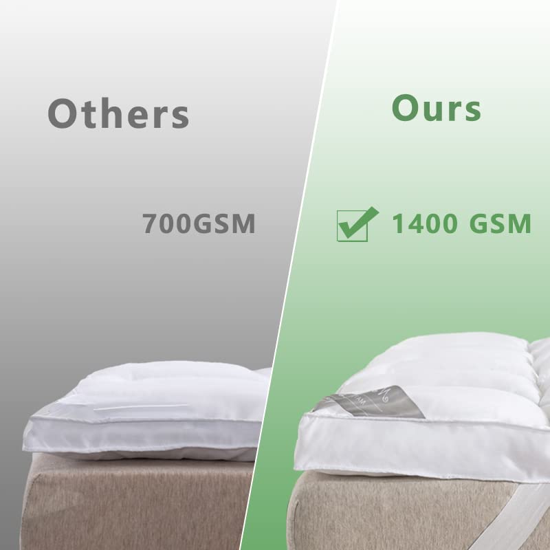 Naluka Mattress Topper Twin Size, Down Alternative Overfilled White Pillow Top Mattress Cover Plush Super Soft 2 Inch Thick Mattress Pad