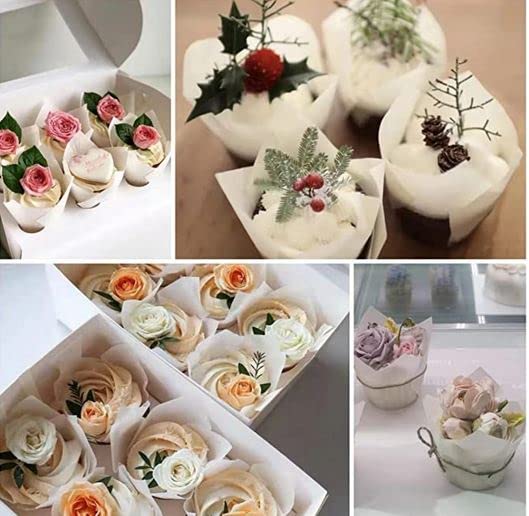 Leqi Baking Cups 100 Count Natural Cupcake Muffin Paper Liners Grease-Proof Wrappers for Wedding Birthday Christmas Party Baby Shower Anniversaries All Festivals (White)