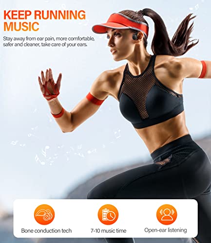 PTYOO Bone Conduction Headphones, Open-Ear Bluetooth 5.3 Headphones with Microphone, Sweat Resistant Sports Earbuds Wireless Earphone for Running Workout Cycling