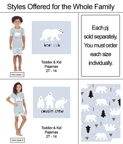 Sleepyheads Grey Polar Bear Family Matching Short Sleeve PJ Sets, Bear Summer, Small, Women's (Style 1)