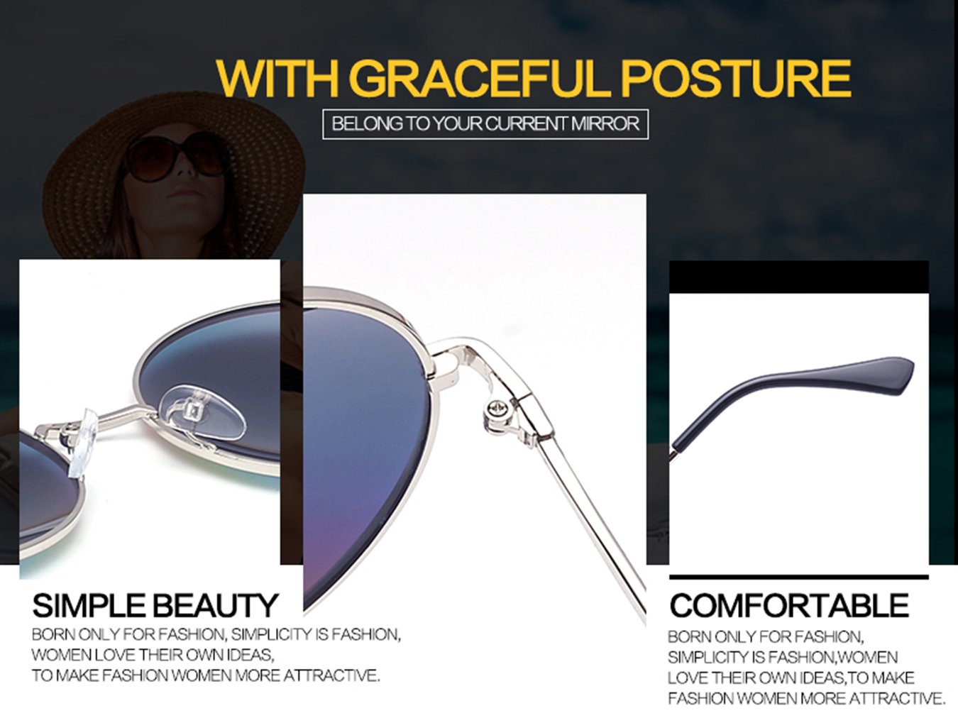 GEELOOK Round Sunglasses for Women Men Classic Oversized Circle Mirrored Hippie Hipster Polarized Sunglasses Metal Frame Mercury Lens