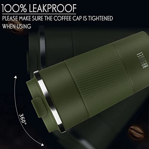 HASAGEI Travel Mug, Insulated Coffee Cup with Leakproof Lid - Vacuum Insulation Stainless Steel for Hot and Cold Water Coffee and Tea (green 380ml)